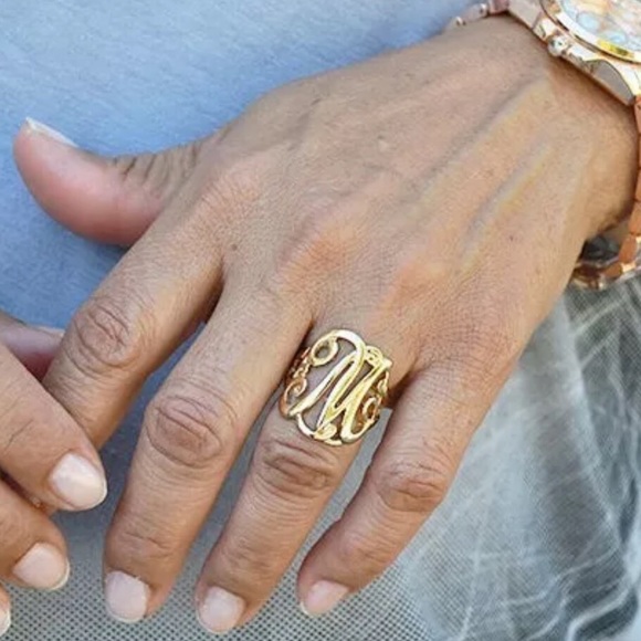GANZ | Jewelry | Monogram Initial Adjustable Ring | Poshmark